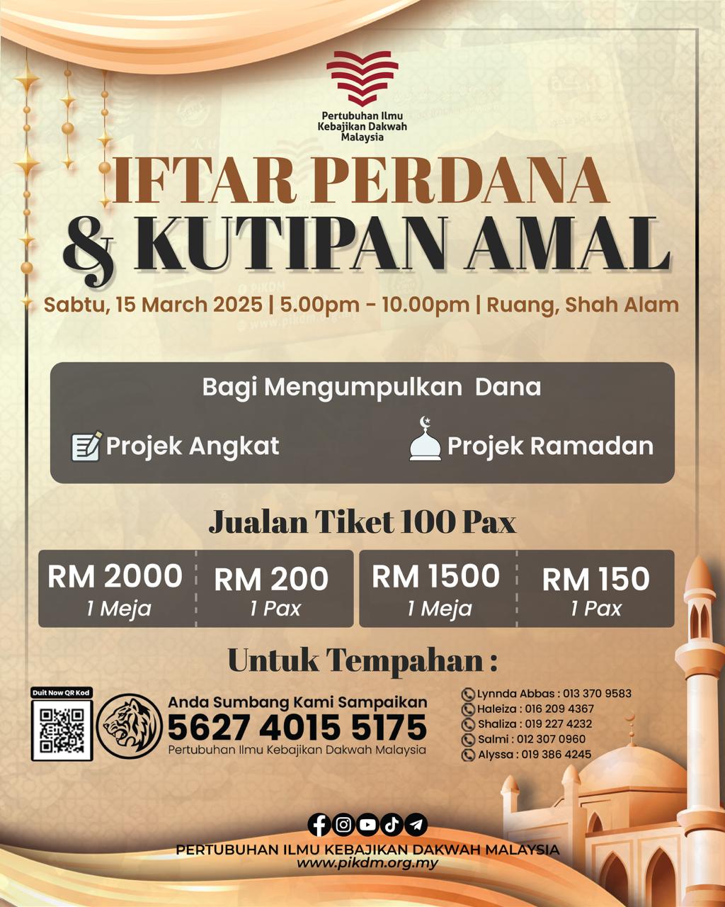 Iftar Perdana & Kutipan Amal – Pertubuhan Ilmu Kebajikan Dakwah Malaysia